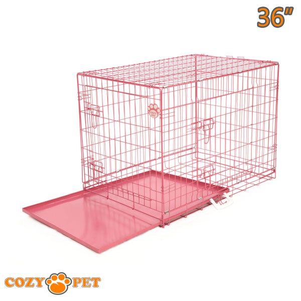 Pink Dog Cage Puppy Crate Cozy Pet Travel Cages DC36P | Cozy Pet Ltd