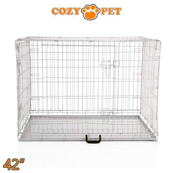 Dog Cage Puppy Crate 42" Cozy Pet Travel Cages Light Grey | Cozy Pet Ltd