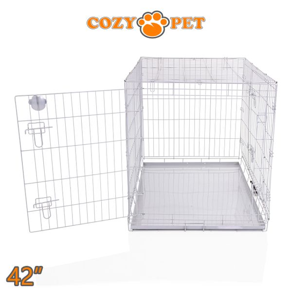 Dog Cage Puppy Crate 42" Cozy Pet Travel Cages Light Grey | Cozy Pet Ltd