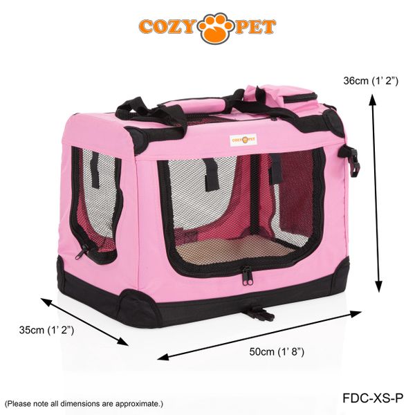 Fabric Dog Crate 50cm Pink by Cozy Pet FDC-XS-P | Cozy Pet Ltd