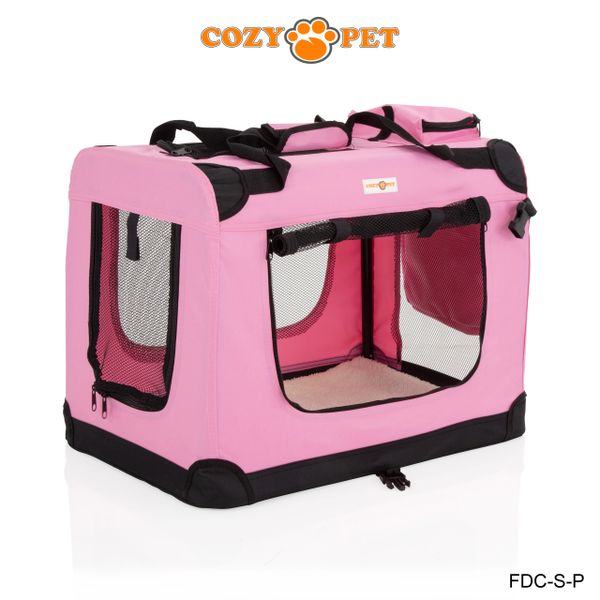 Fabric Dog Crate 60cm Pink by Cozy Pet FDC-S-P | Cozy Pet Ltd