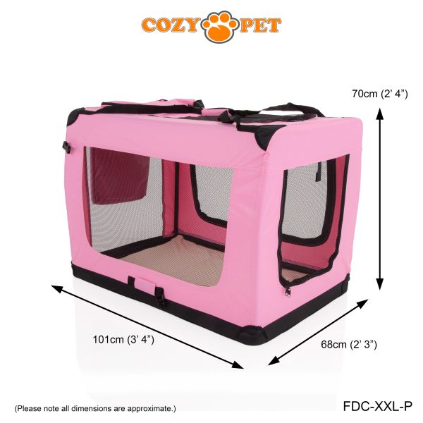 Fabric Dog Crate 101cm Pink by Cozy Pet FDC-XXL-P | Cozy Pet Ltd