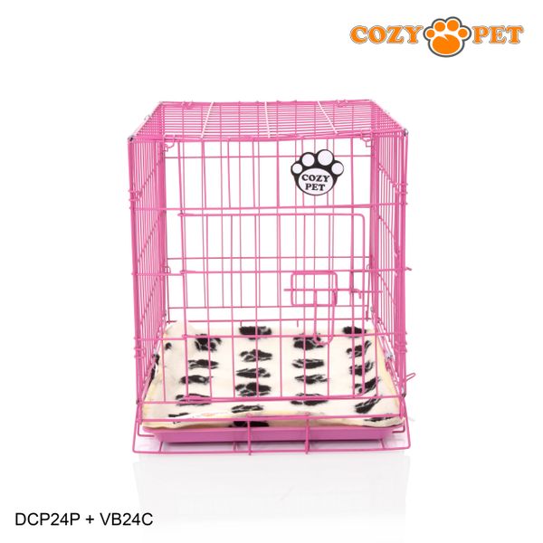 Dog Cage Pink Puppy Crate Cozy Pet Travel Cages ABS tray Vet Bed | Cozy ...