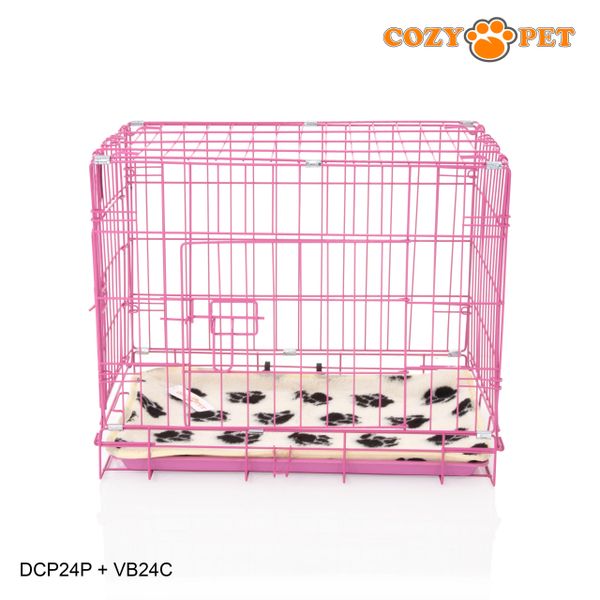 Dog Cage Pink Puppy Crate Cozy Pet Travel Cages ABS tray Vet Bed | Cozy ...