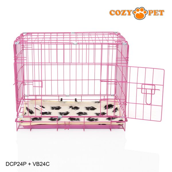 Dog Cage Pink Puppy Crate Cozy Pet Travel Cages ABS tray Vet Bed | Cozy ...