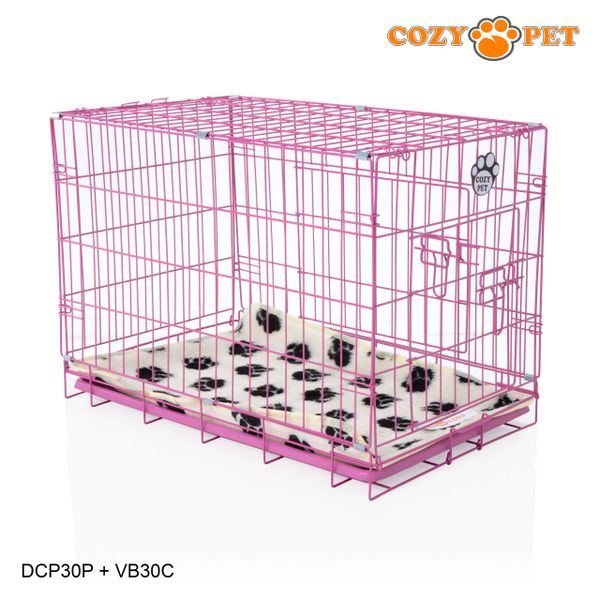 Dog Cage Pink Puppy Crate Cozy Pet Travel Cages ABS tray Vet Bed | Cozy ...