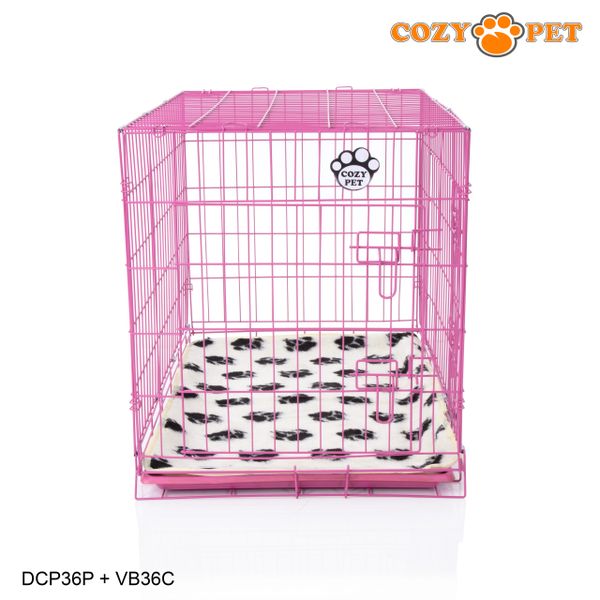 Dog Cage Pink Puppy Crate Cozy Pet Travel Cages ABS tray Vet Bed | Cozy ...