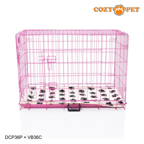 Dog Cage Pink Puppy Crate Cozy Pet Travel Cages ABS tray Vet Bed | Cozy ...