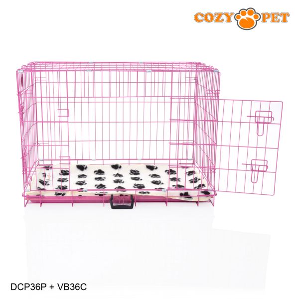 Dog Cage Pink Puppy Crate Cozy Pet Travel Cages ABS tray Vet Bed | Cozy ...