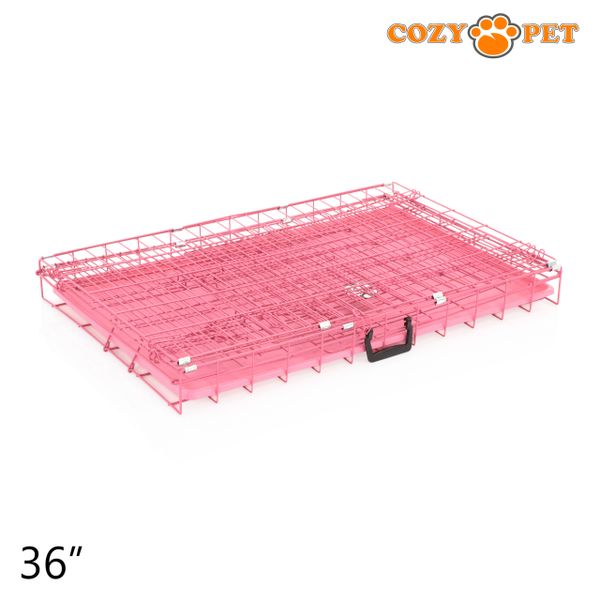 Dog Cage Pink Puppy Crate Cozy Pet Travel Cages ABS tray Vet Bed | Cozy ...