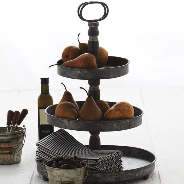 3-tiered galvanized metal stand