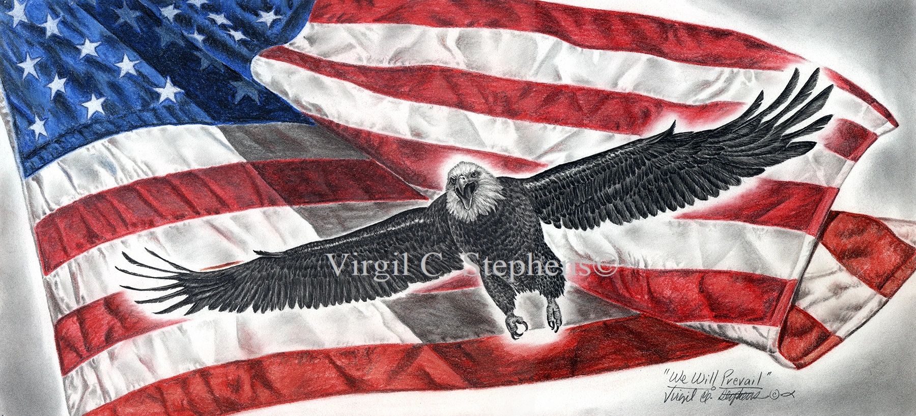 American Flag Pencil Drawing