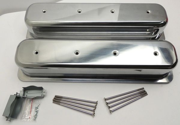 SBC CHEVY CENTER BOLT SMOOTH POLISHED TALL VALVE COVERS