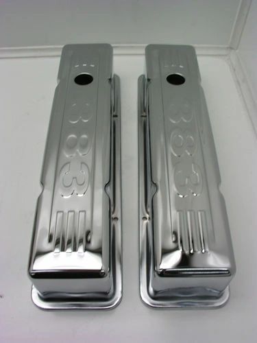 SBC TALL CHROMED STEEL VALVE COVERS EMBOSSED WITH "383"
