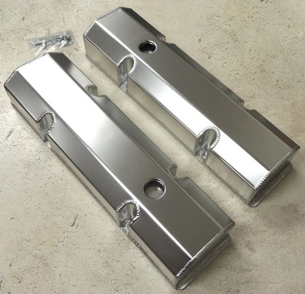 SBC TALL CLEAR ANODIZED ALUM FABRICATED VALVE COVERS
