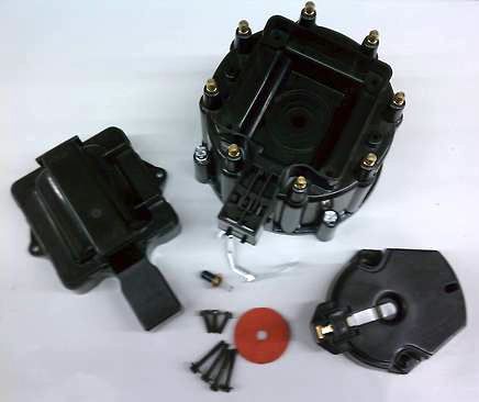 8 CYL HEI DISTRIBUTOR STOCK STYLE CAP & ROTOR KIT - BLACK
