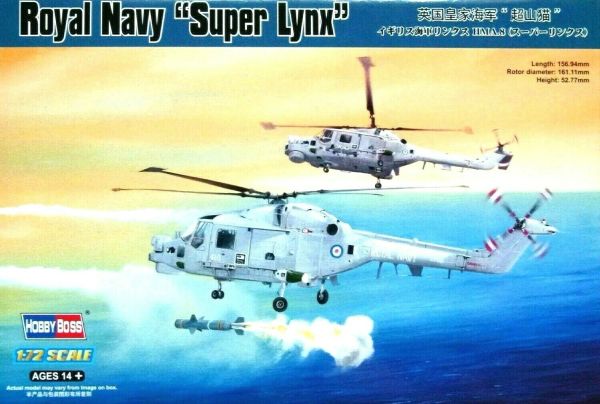 Hobbyboss 1:72 Royal Navy Westland Super Lynx Helicopter Model Kit