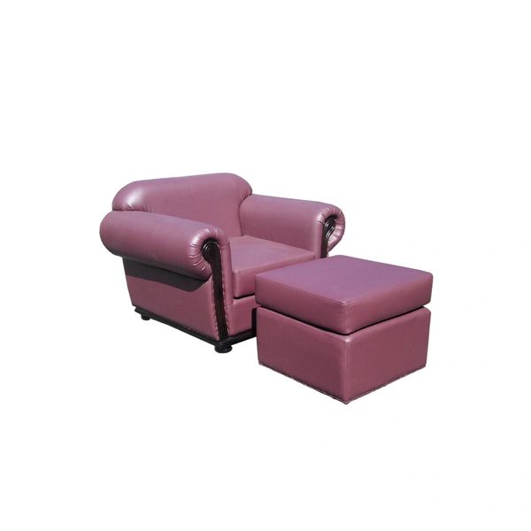 Maroon Arm Chair and Ottoman