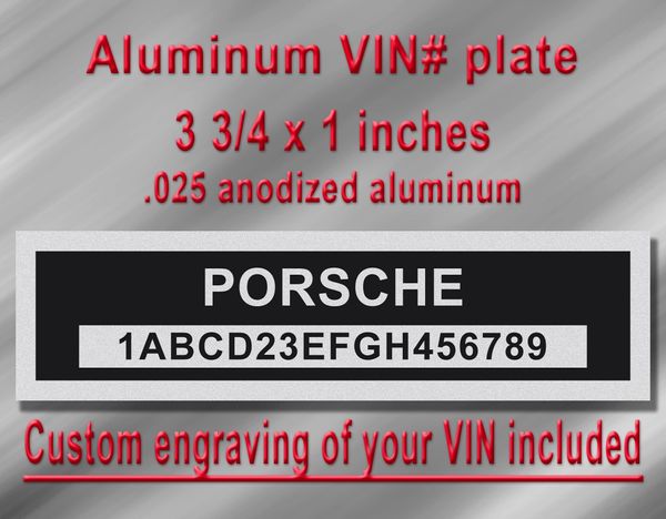 PORSCHE Serial Number Tag, VIN Plate - Custom Engraving of your number ...