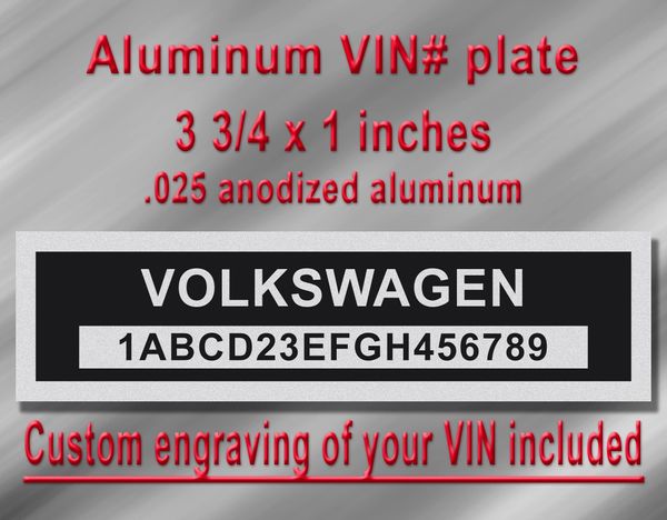 VOLKSWAGEN Serial Number Tag, VIN Plate - Custom Engraving of your ...