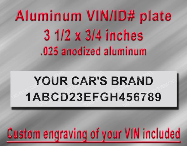 Small Universal VIN PLATE Silver Aluminum id Tag with custom engraving ...