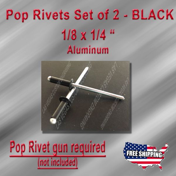 Set of 2 BLACK aluminum pop rivet for vin id serial number tag & data plate