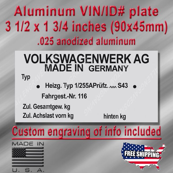 Replacement Volkswagen ID Tag with Custom engraving included + Free ...