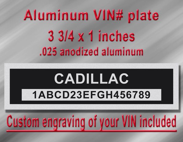CADILLAC Serial Number Tag, VIN Plate - Custom Engraving of your number ...