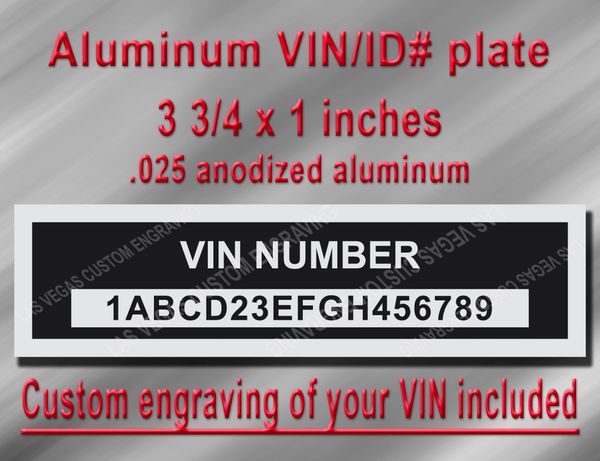 VIN PLATE Vehicle Identification Number Aluminum id Tag with custom ...