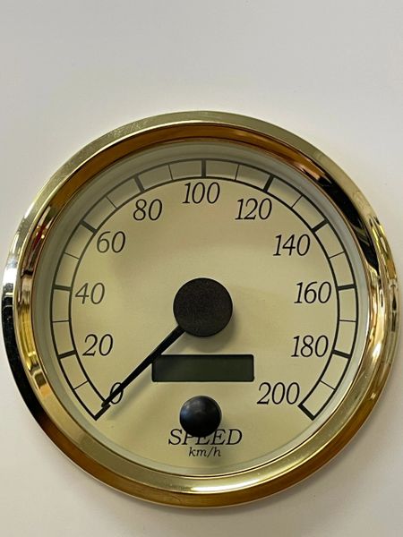 Heritage White SPEED Speedometer Electric 0-200 km/h 100 mm 12/24 volt ...