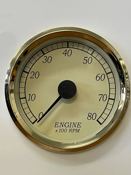Heritage White ENGINE Tachometer Electric 0-8000 rpm 100 mm 12 volt ...