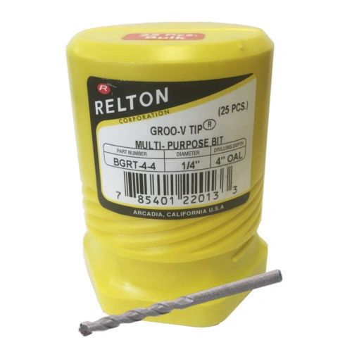 Relton 1/4" x 4" GRT-4-4 Groo-V Tip Porcelain & Stone Tile Drill Bits ...