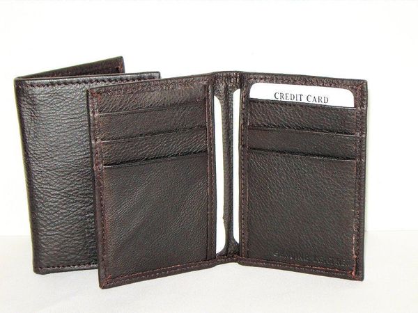 #33- Leather Mini Credit Card Holder - Brown