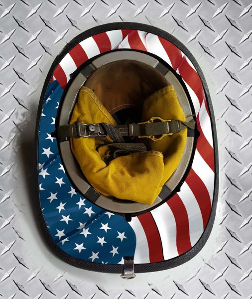 Color Windy USA AMerican Flag Fire Helmet Wrap Brim Trim Decal Sticker ...