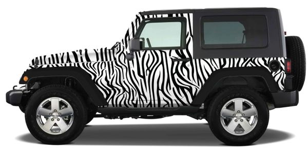 Zebra Animal Print Jeep Wrangler Vinyl Wrap Kit