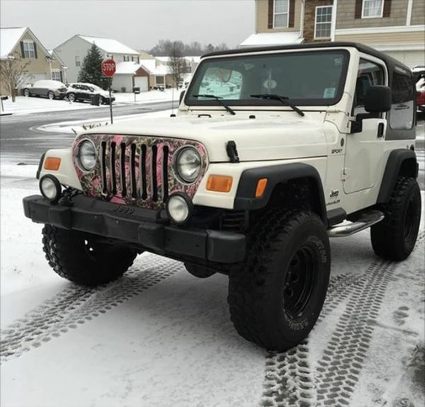DENSE PINK EVERGREEN CAMOUFLAGE Jeep Grill Skin