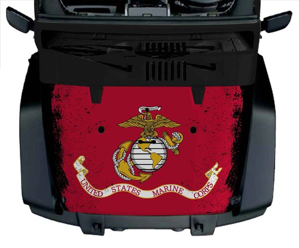 USMC MARINES Jeep Wrangler Full Hood Vinyl Wrap
