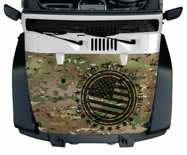 US ARMY MULTICAM CAMOUFLAGE Jeep Wrangler Full Hood Vinyl Wrap