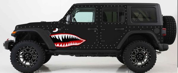 FLYING TIGER SHARK FACE - Die-Cut Jeep Wrangler Vinyl Decals