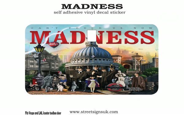 Madness self adhesive vinyl decal sticker for scooter toolbox door
