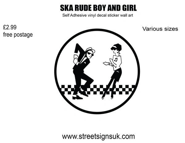 Ska Rude boy and girl self adhesive vinyl decal sticker in various sizes