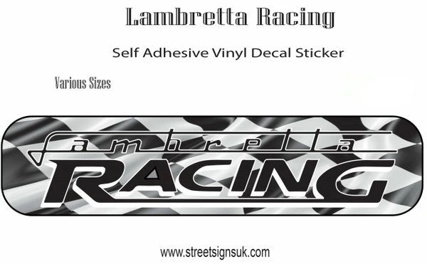 Lambretta Racing self adhesive vinyl decal sticker in various sizes