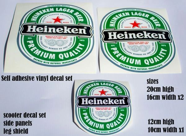 Heineken self adhesive vinyl decal set for scooter