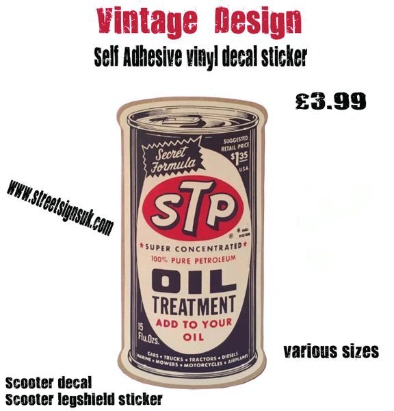 Vintage Look STP oil self adhesive vinyl decal sticker