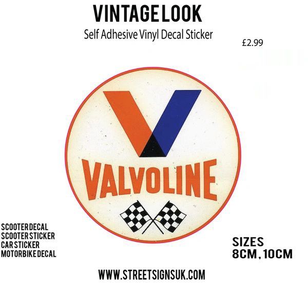 Valvoline self adhesive vinyl decal sticker
