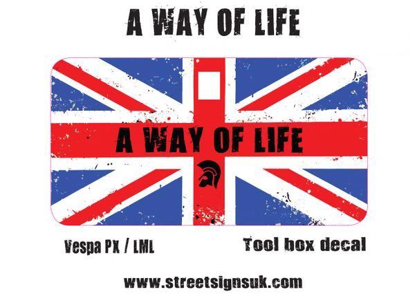 A Way Of Life self adhesive vinyl decal sticker for scooter toolbox door