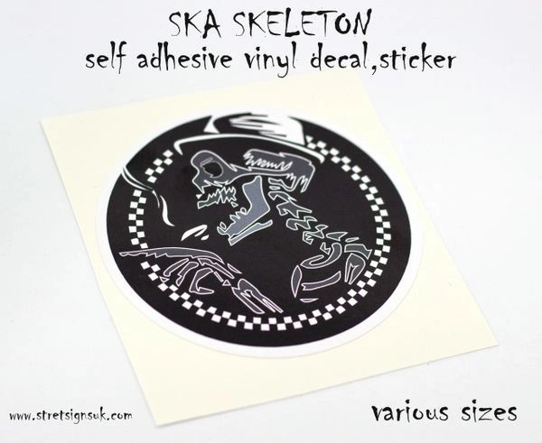 Ska skeleton self adhesive vinyl decal sticker