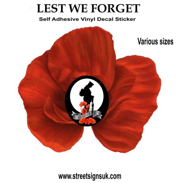 Lest We Forget Remember Them self adhesive vinyl decal sticker in ...