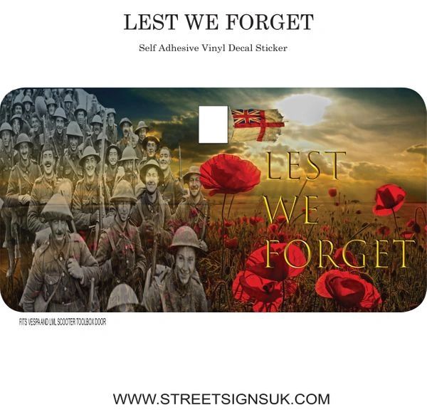 Lest We Forget self adhesive vinyl decal sticker scooter toolbox door