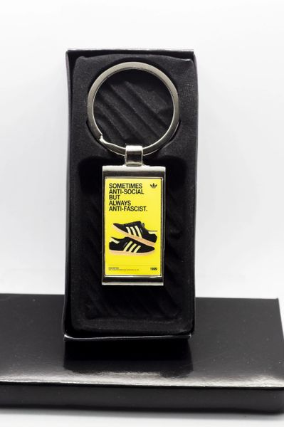 Adidas sometimes Anti -Social keyring with chrome finish.